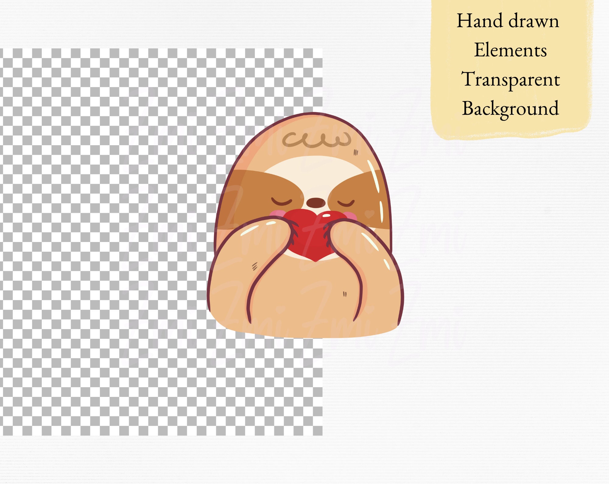 Funny Sloth Clipart Set Cute Animal Printable Kawaii Clipart for ...