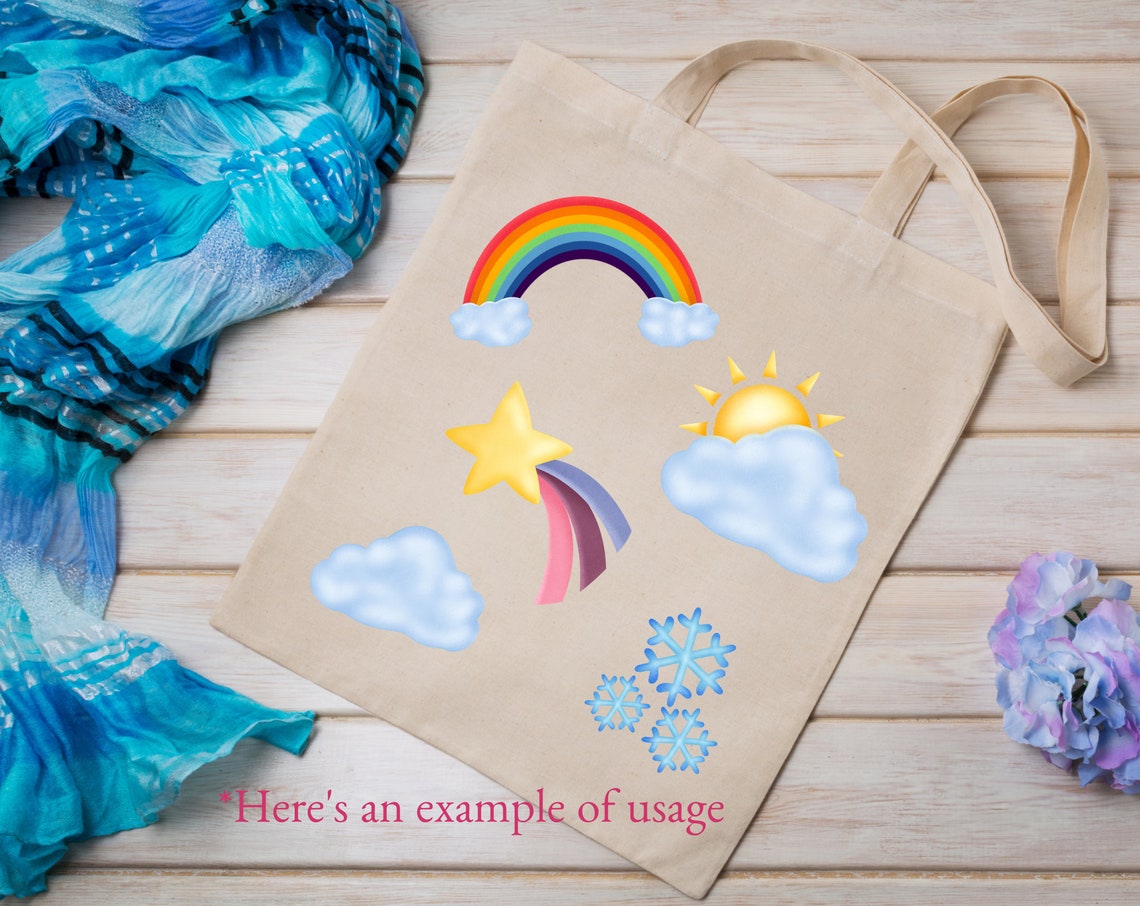 Weather Clipart, Sun Clipart, Clouds PNG, Seasons Graphics, Rainbow ...