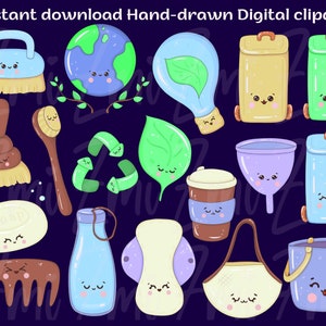 Earth Day PNG, Cute Kawaii Zero Waste Clipart, Eco Friendly Design ...