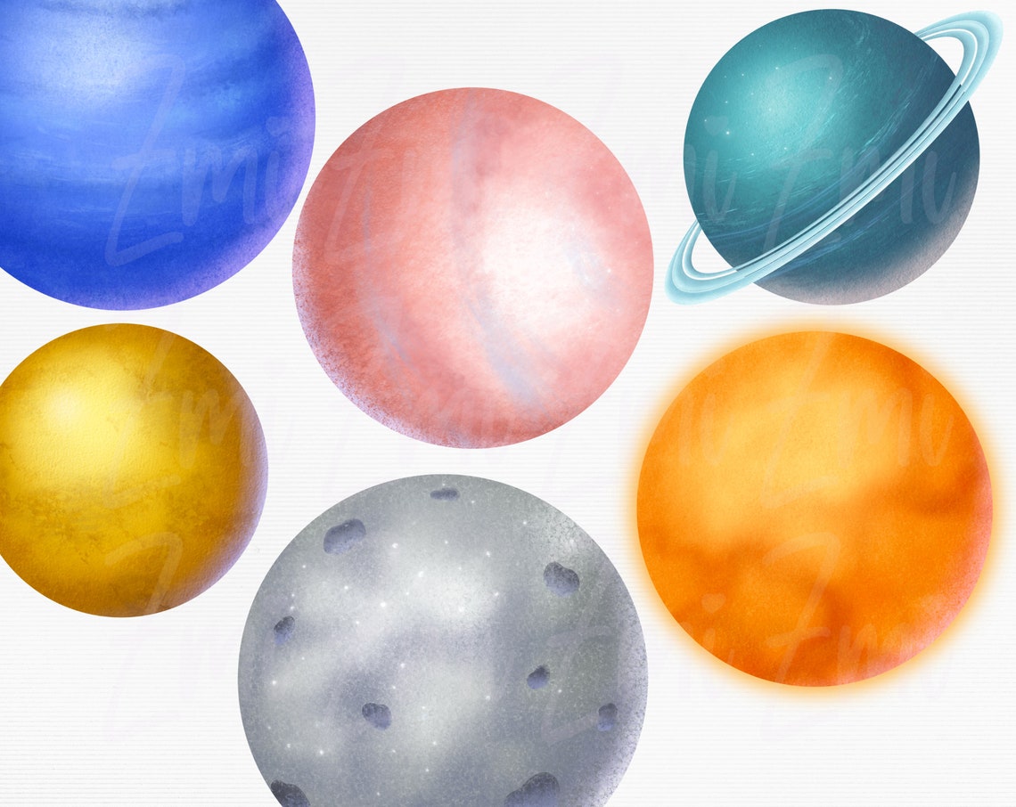 Planets Clipart, Solar System PNG, Galaxy Printable Scrapbooking Clip ...