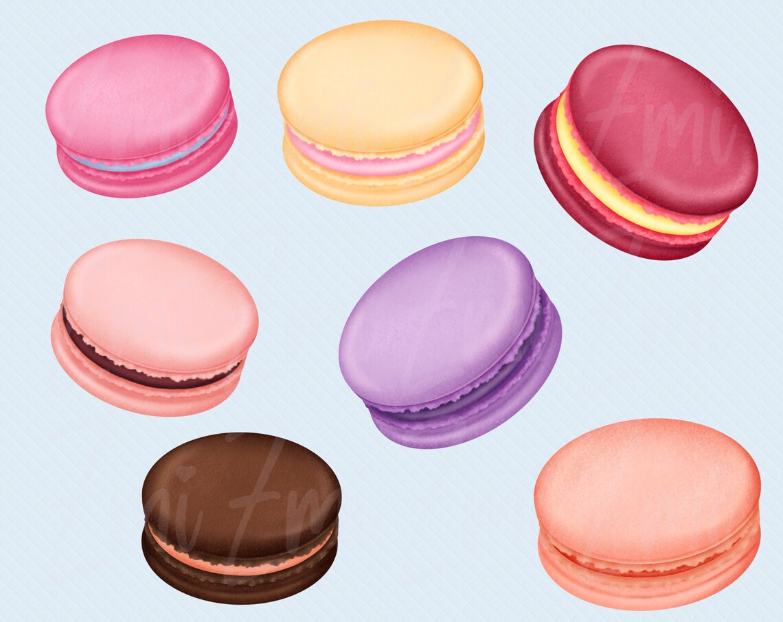 Macaroons PNG Clipart Set, Macaroon Cookies, Pastry Png, Bakery Digital ...