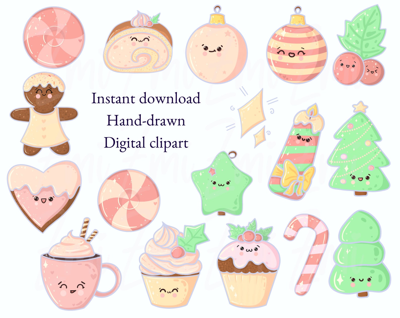 Cute Kawaii Christmas Clipart PNG, Christmas Sweets Food, Gingerbread ...