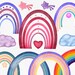 Rainbow Clipart, Boho Clouds PNG, Stars, Rainbows, Celestial Hand Drawn ...
