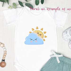 Cute Kawaii Weather Clipart, Sun Clouds Rainbow PNG, Moon Stars Image ...