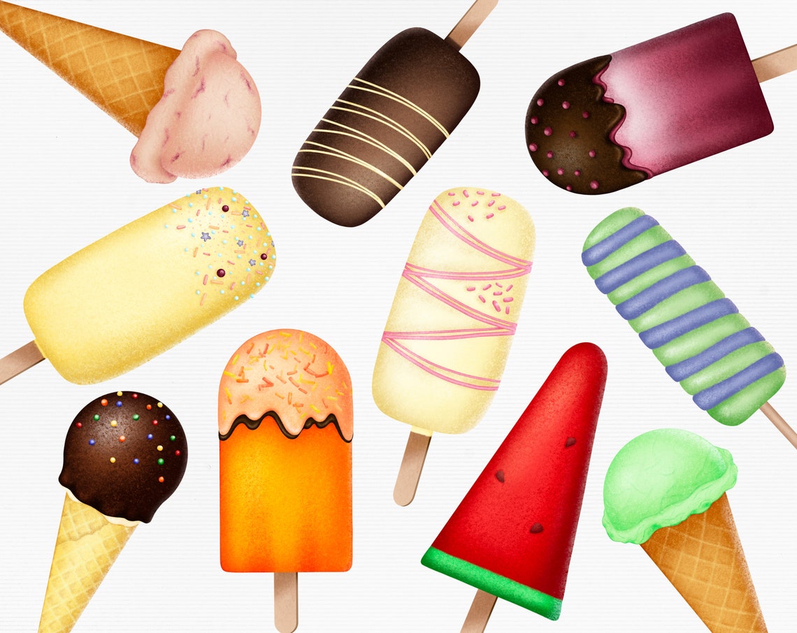 Ice Cream Clipart, Popsicle PNG, Printable Chocolate Sweet Cone, Summer ...