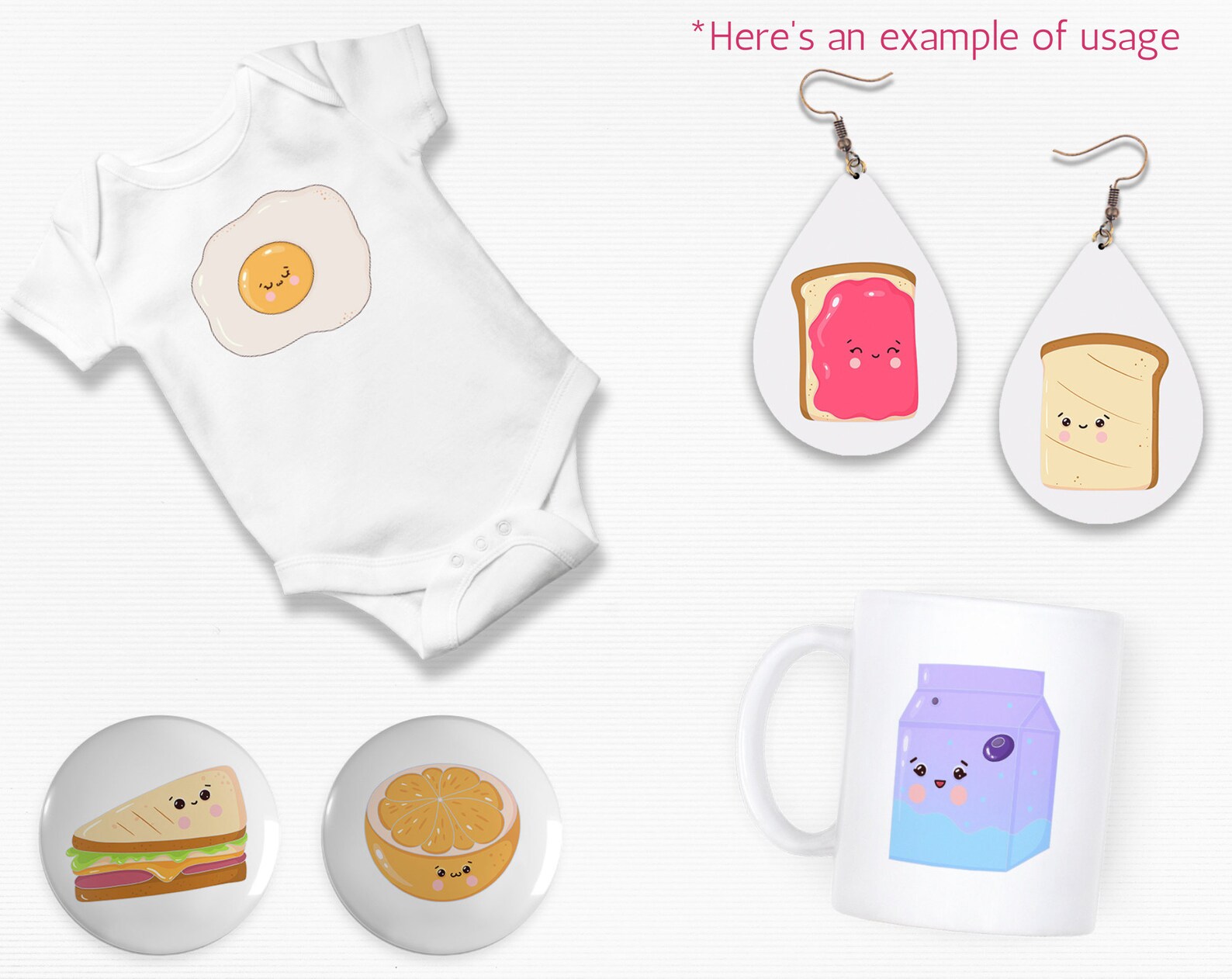 Kawaii Breakfast Clipart | Cute Food PNG Bundle | Printable Clip Art ...