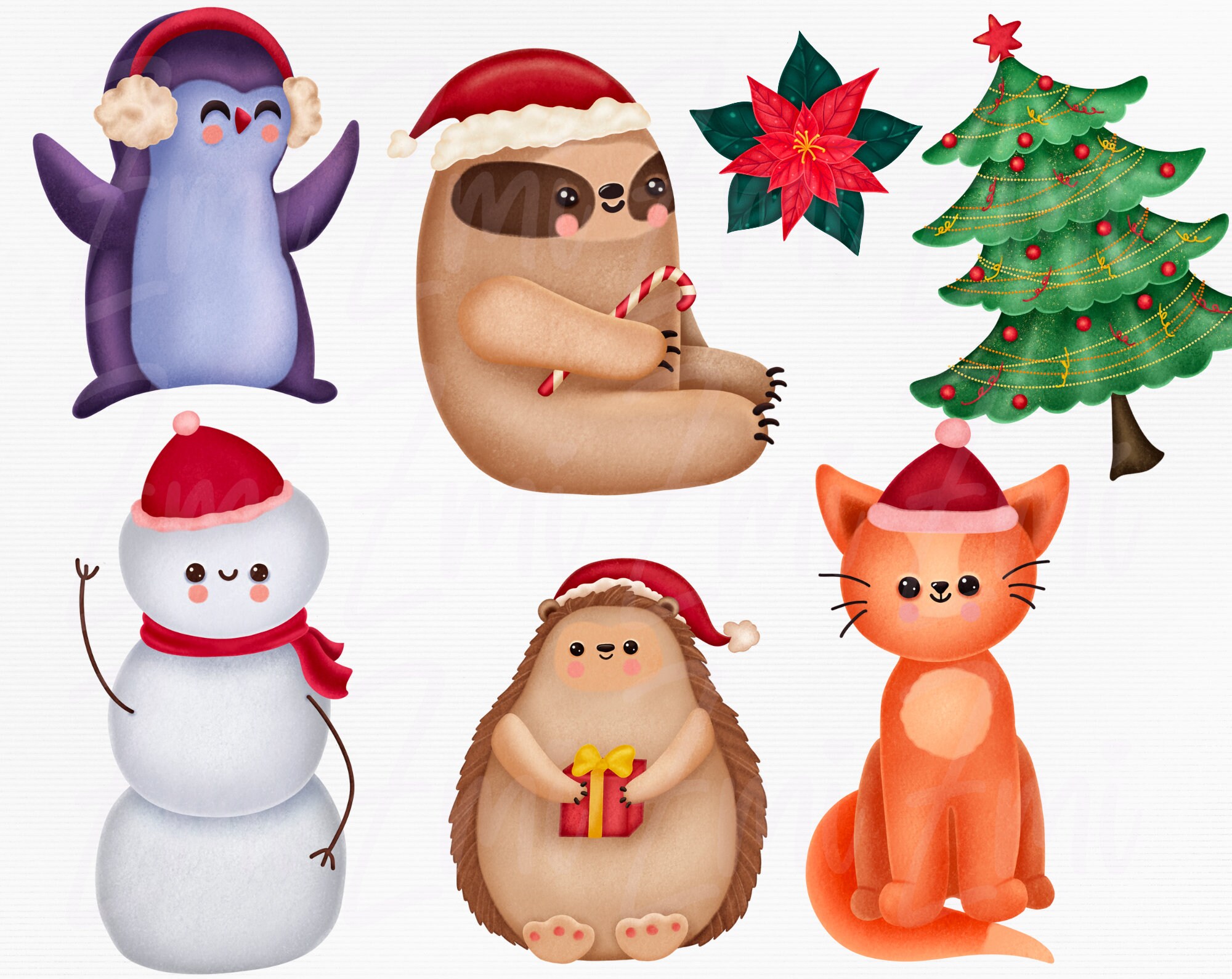 Christmas Animals Clipart, Woodland Animals PNG, Merry Christmas, Cute ...