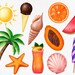 Summer Clipart, Beach Png Tropical Illustration, Ice Cream Papaya ...