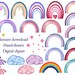 Rainbow Clipart, Boho Clouds PNG, Stars, Rainbows, Celestial Hand Drawn ...