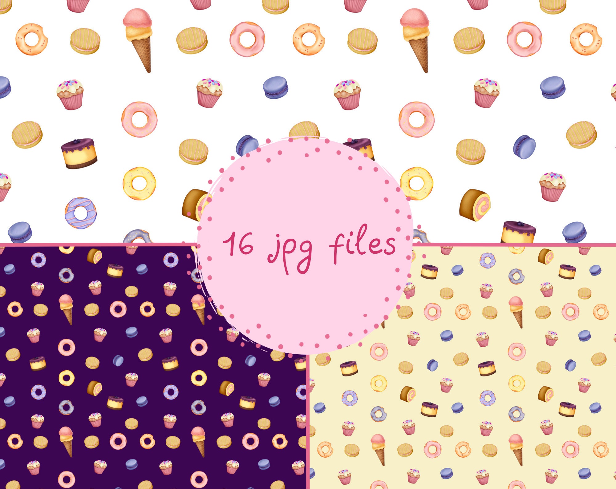 Ice Cream Digital Paper, Sweet Digital Paper, Sweet Background Instant ...