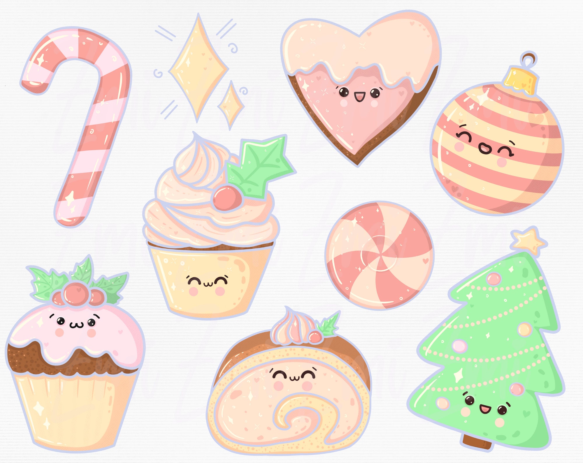 Cute Kawaii Christmas Clipart PNG, Christmas Sweets Food, Gingerbread ...