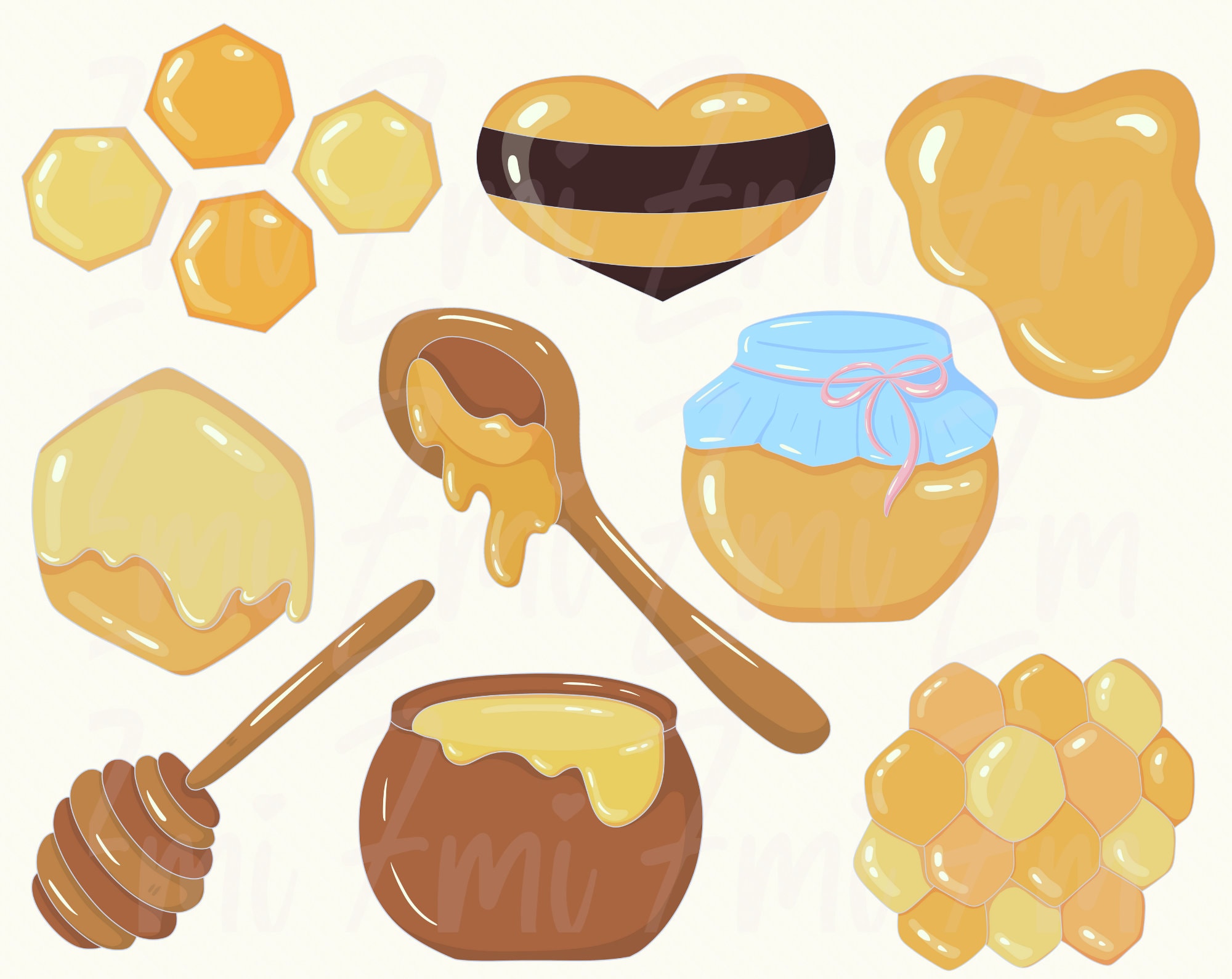 Cute Bee Clipart, Kawaii Honey Png, Yellow Honey Bee Graphics, Lovely ...