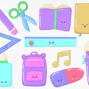 Cute School Clipart, Kawaii Classroom PNG, Printable Teacher Clip Art ...