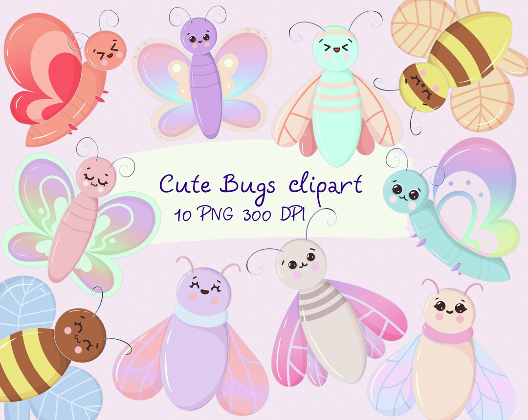 Kawaii Animal Clipart, Cute Bugs Insect Png, Butterfly, Bee, Fly ...