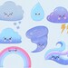 Cute Kawaii Weather Clipart, Sun Clouds Rainbow PNG, Moon Stars Image ...