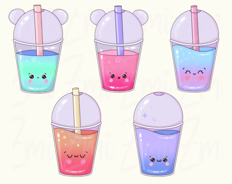 Drink Clipart, Beverage Bubble Tea PNG, Cute Boba Lemonade Kawaii ...