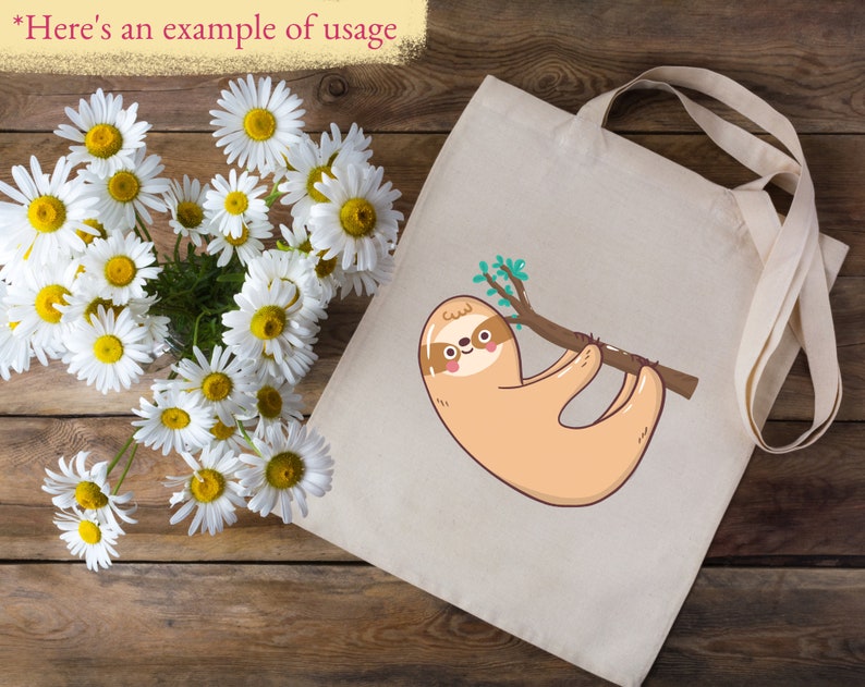 Cute Sloth Clipart Set Printable PNG Files Funny Kawaii Doodle Animal ...