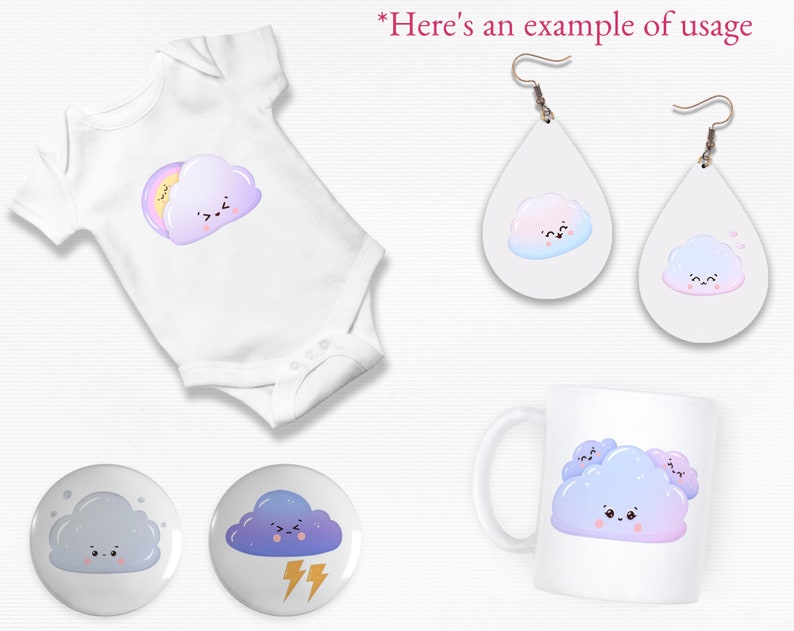 Cute Kawaii Weather Clipart, Sun Clouds Rainbow PNG, Blue Cloud Image ...