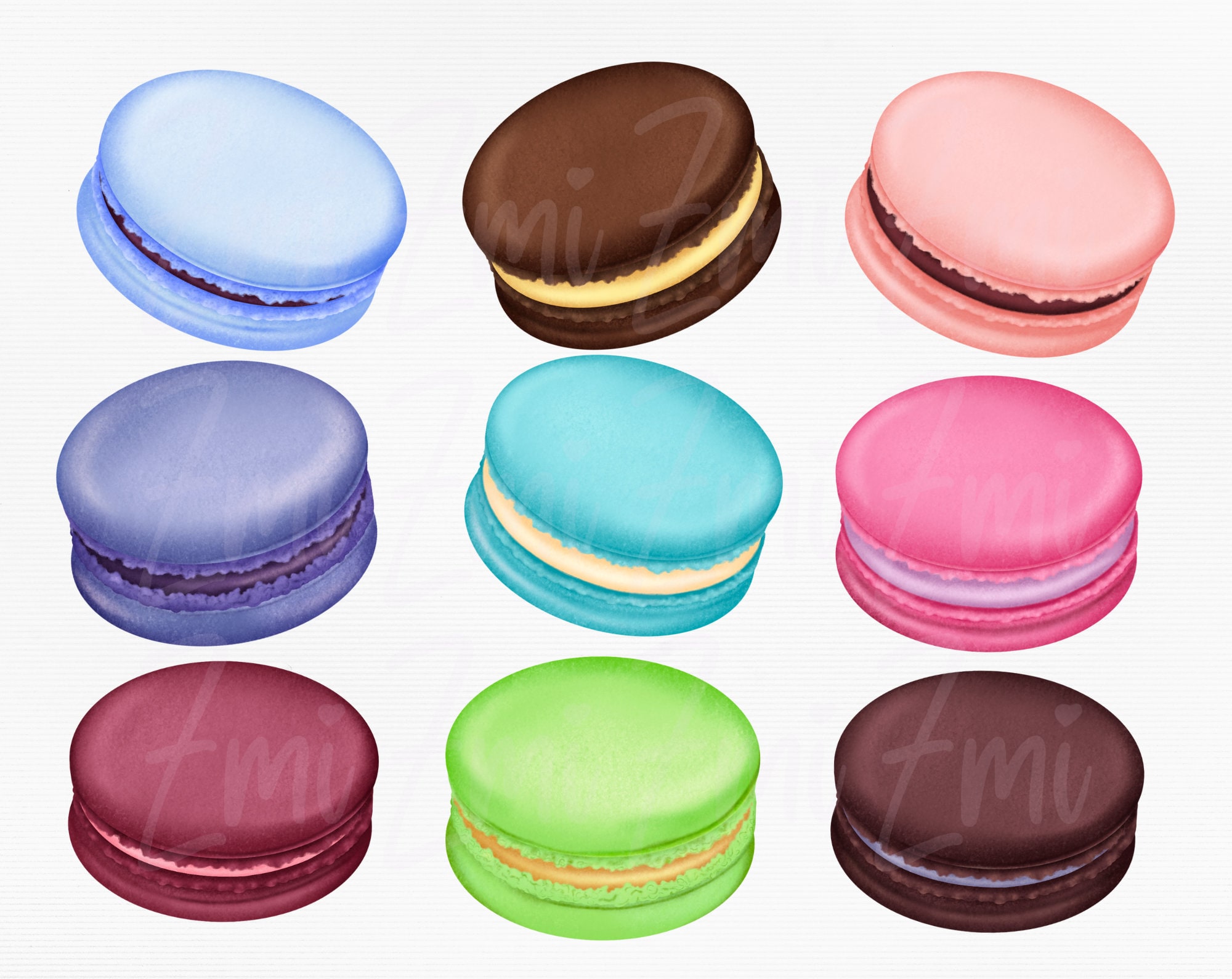 Macaron Clipart, Macaroon Cookies PNG, Printable Pastry Bakery Sweets ...