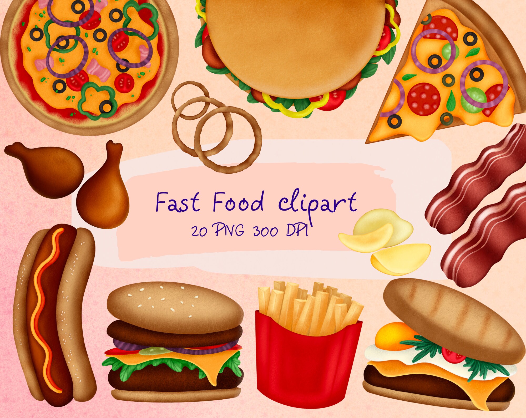 Fast Food Clipart, Junk Food Clipart, Pizza, Hot Dog, Burger Clipart ...