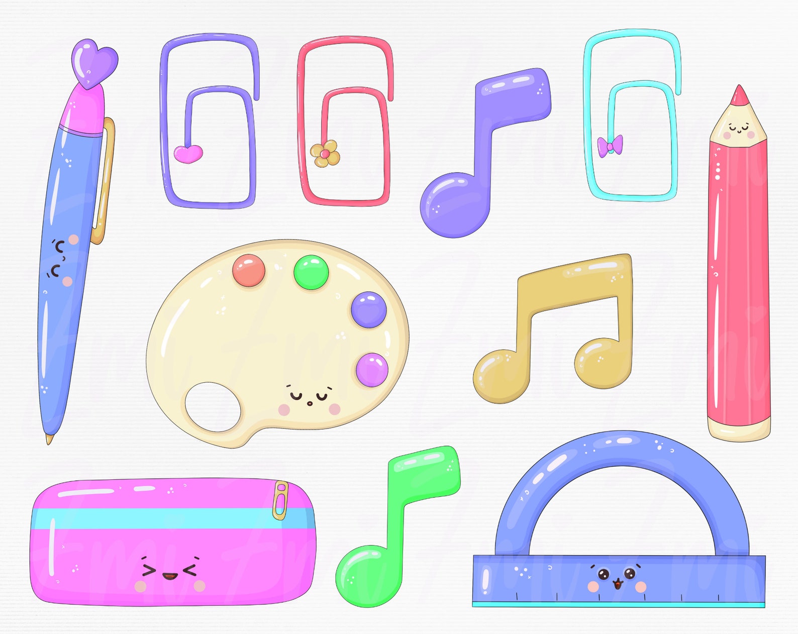 Cute School Clipart, Kawaii Classroom PNG, Printable Teacher Clip Art ...