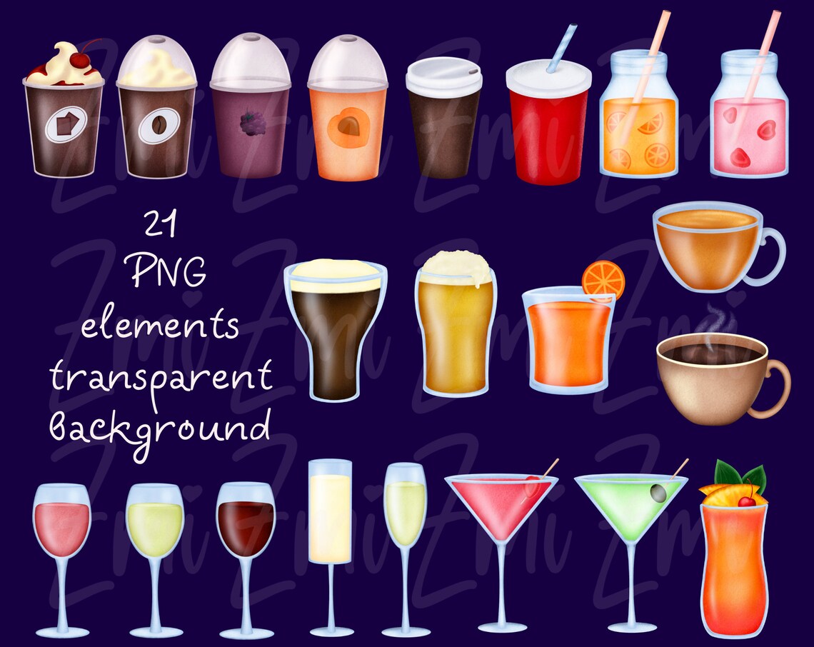 Alcoholic Drinks Clipart, Beverage Png, Mixed Drinks Wine Champagne ...