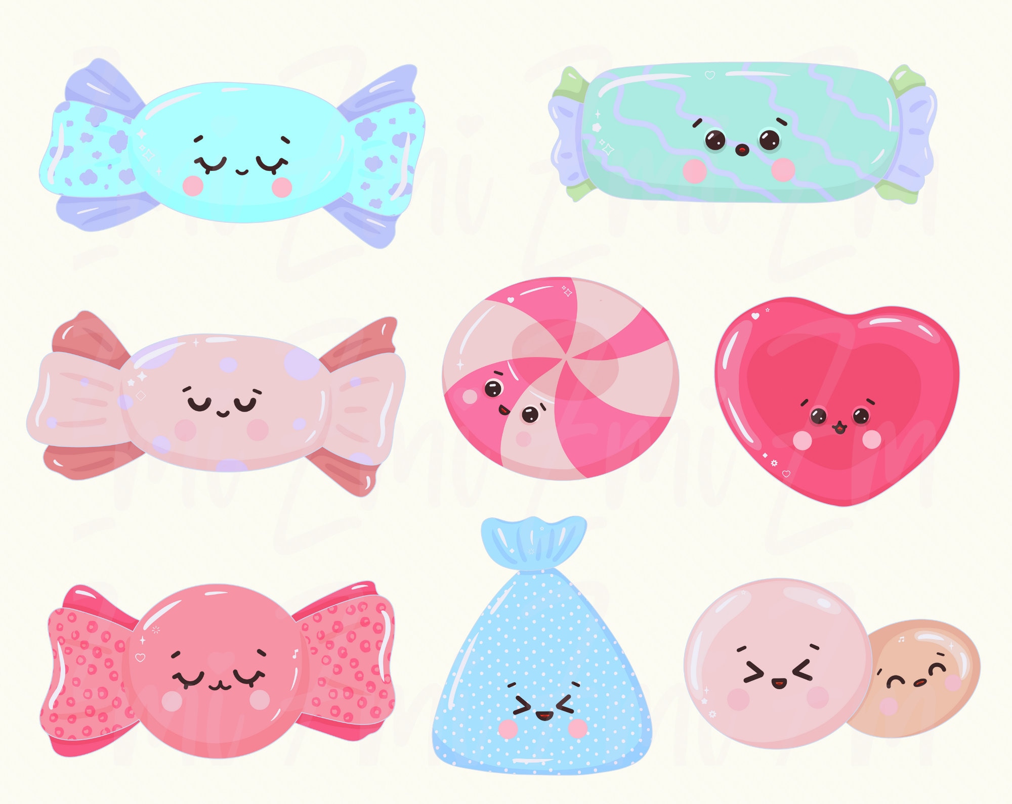Kawaii Candy Lollipop Png Clipart Set, Sweets Caramel, Cute Printable ...