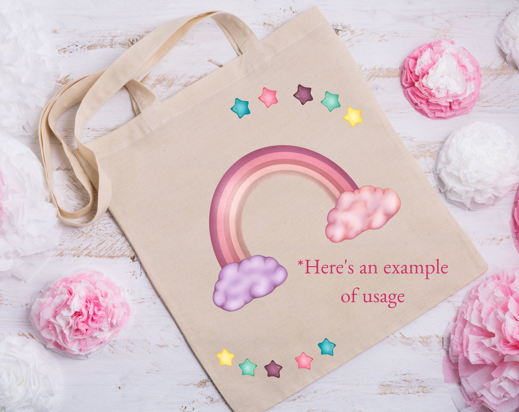 Rainbow Clipart, Boho Clouds PNG, Stars, Rainbows, Celestial Hand Drawn ...