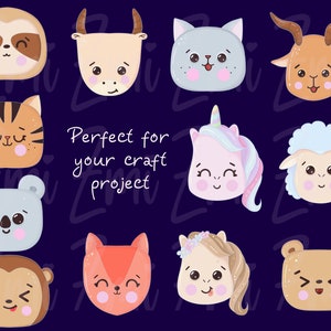 Cute Kawaii Animal Faces Clipart Png, Woodland, Farm, Wild Zoo Animals ...