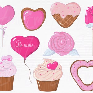 Love Clipart Bundle, Valentine Png, Pink Hearts, Cupcake Png, Love You ...