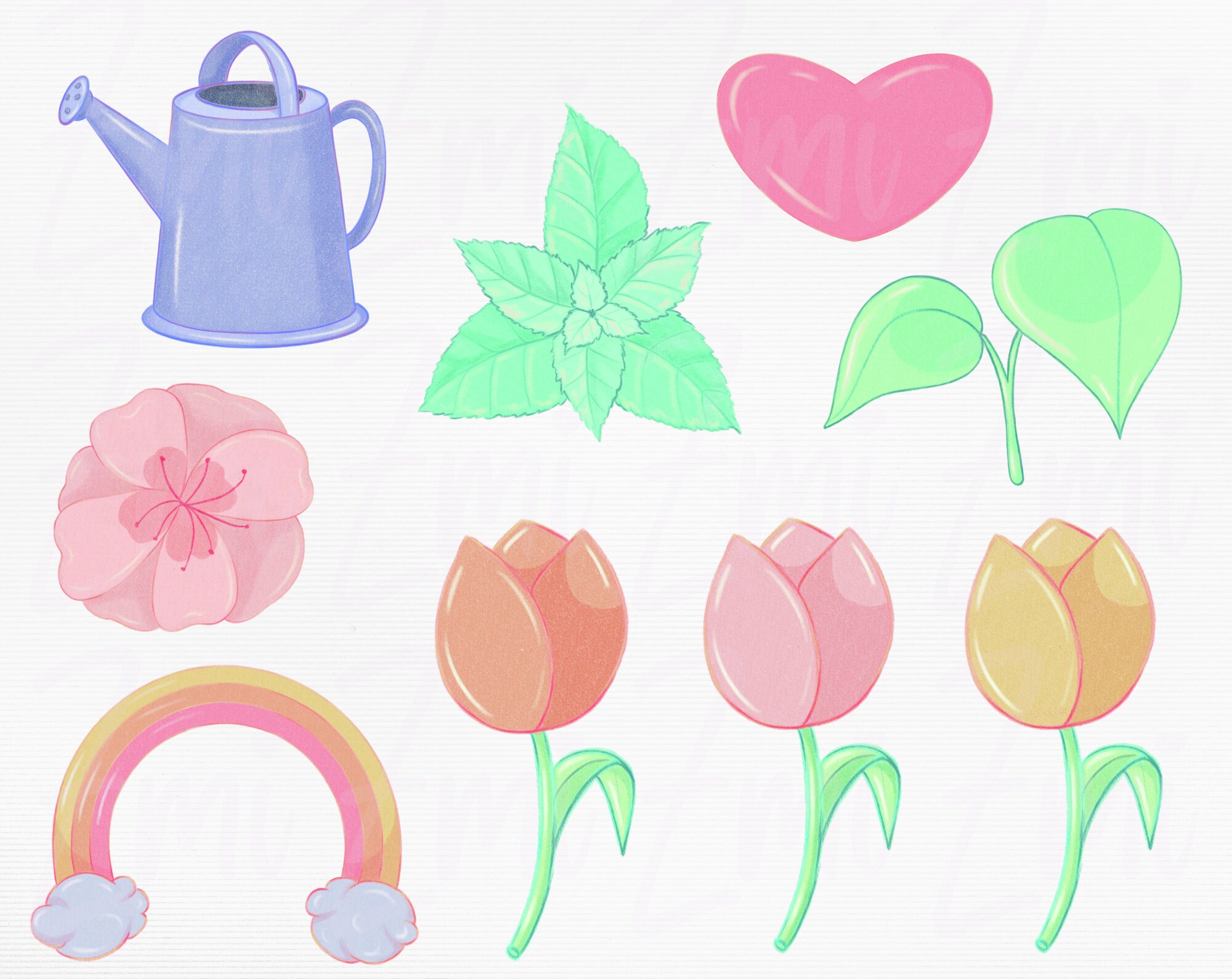 Hello Spring PNG, Garden Clipart, Cute Kawaii Characters, Sun, Rainbow ...
