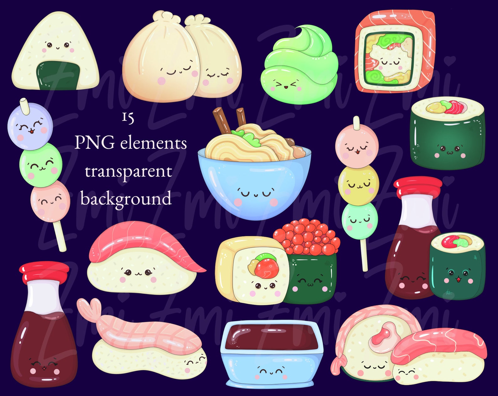 Kawaii Sushi Png Clipart, Japanese Cuisine Cute Printable, Smiling Face ...