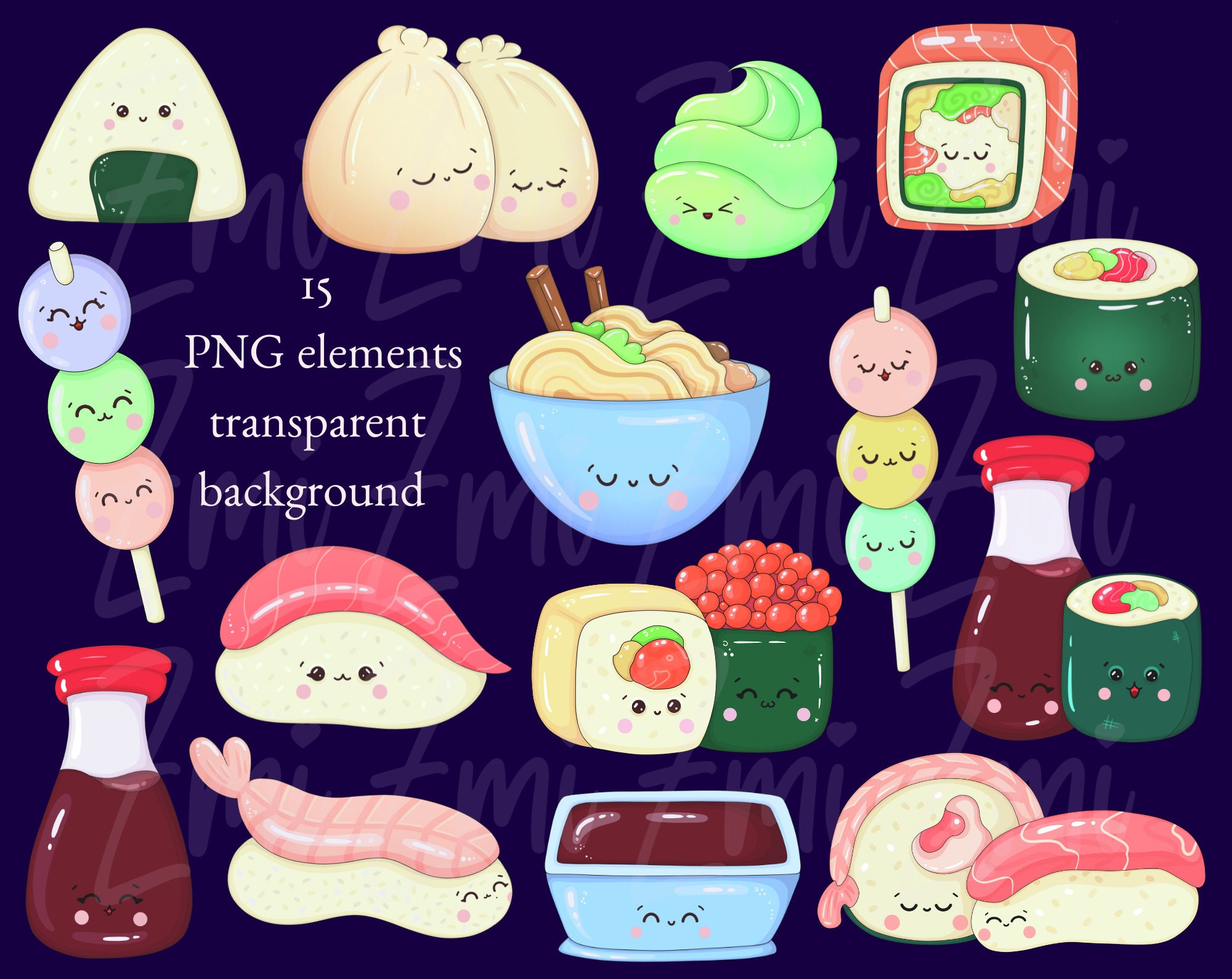 Kawaii Sushi Png Clipart, Japanese Cuisine Cute Printable, Smiling Face ...
