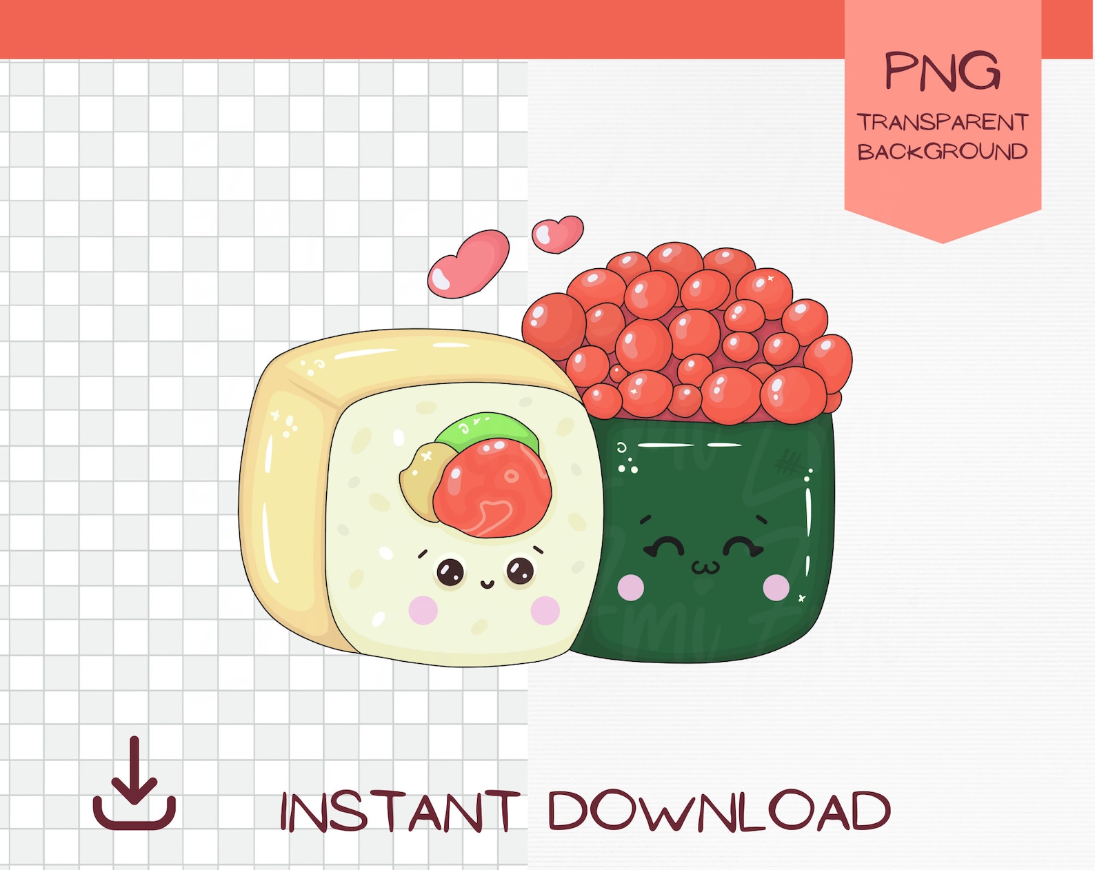 Kawaii Perfect Match Png Clipart, Sushi Japanese Cuisine Cute Printable ...