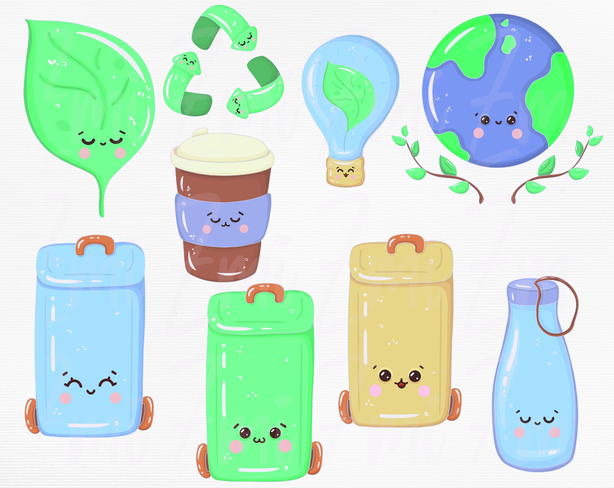 Earth Day PNG, Cute Kawaii Zero Waste Clipart, Eco Friendly Design ...