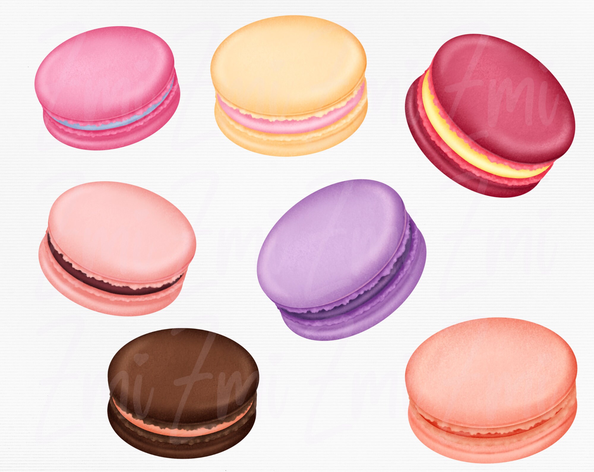 Macaron Clipart, Macaroon Cookies PNG, Printable Pastry Bakery Sweets ...