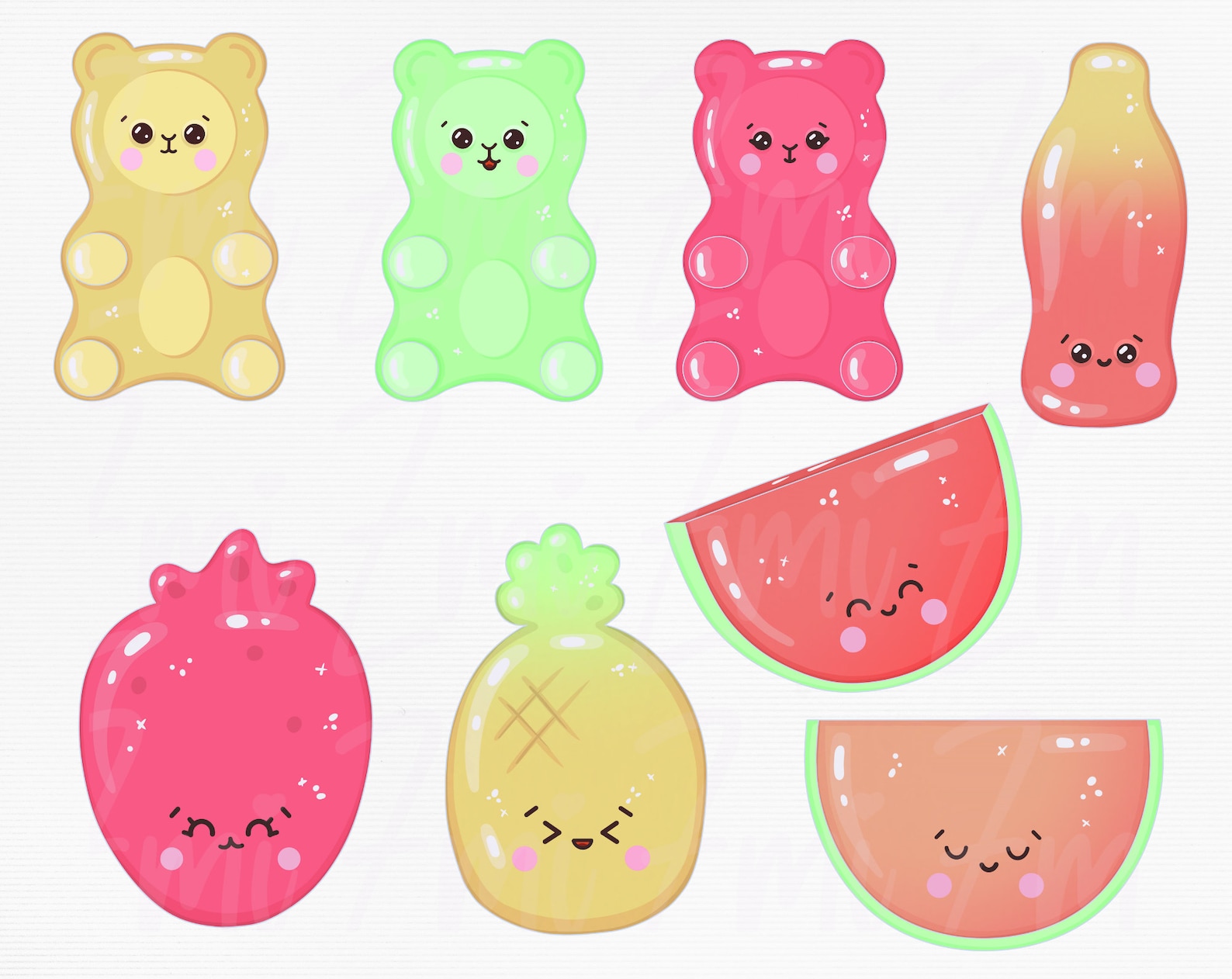 Kawaii Gummy Bear Candy Png Clipart Gumdrops Fruit Cute - Etsy Finland