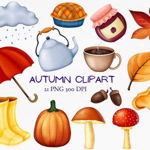 Fall Clipart, Cozy Autumn Png, Fall Printable Leaves, Halloween ...