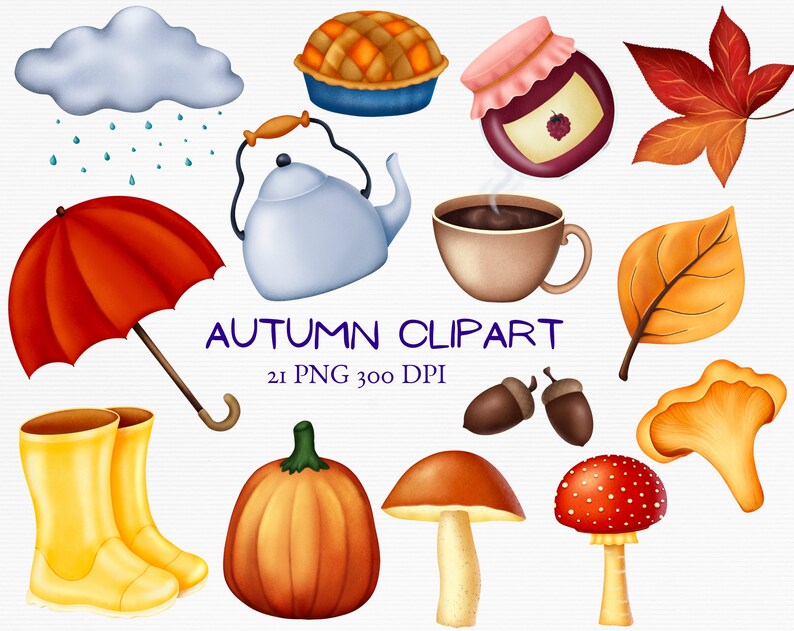 Fall Clipart, Cozy Autumn Png, Fall Printable Leaves, Halloween ...
