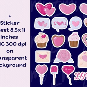 Valentines Day Love Png Digital Sticker Pack Goodnotes Planner ...