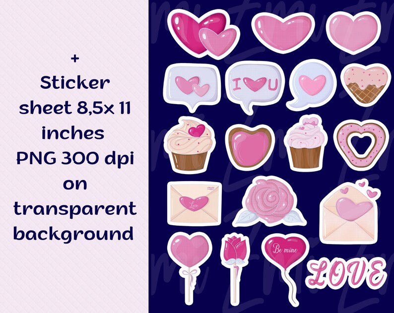 Valentines Day Love Png Digital Sticker Pack Goodnotes Planner ...