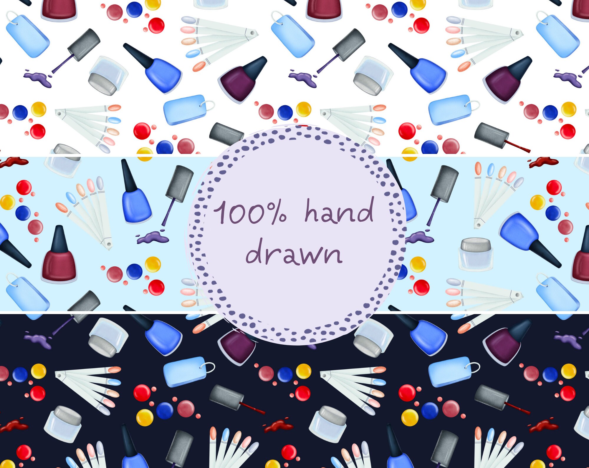 Nail Tools Digital Paper, Nails Digital Paper, Manicure Background ...