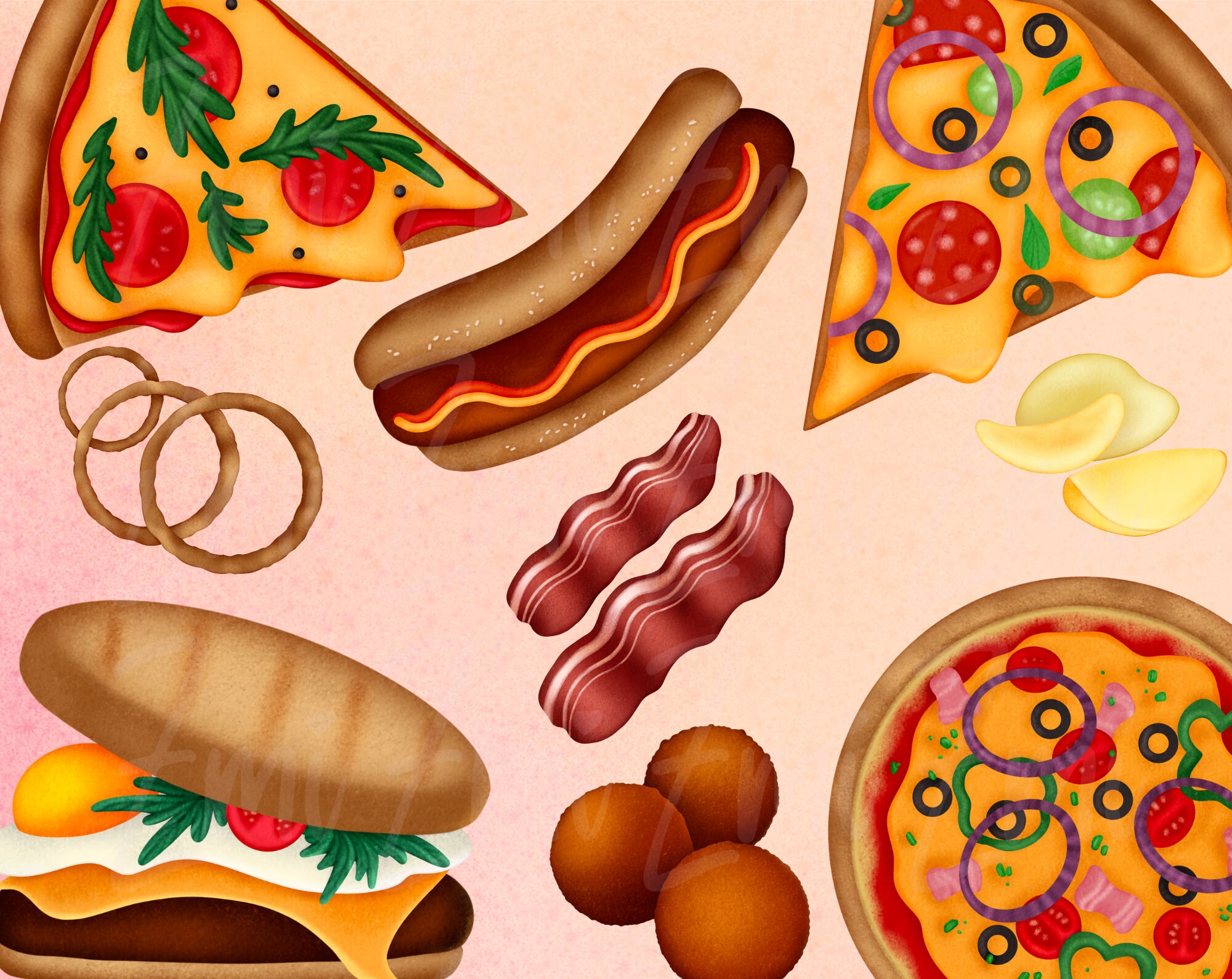 Fast Food Clipart, Junk Food Clipart, Pizza, Hot Dog, Burger Clipart ...
