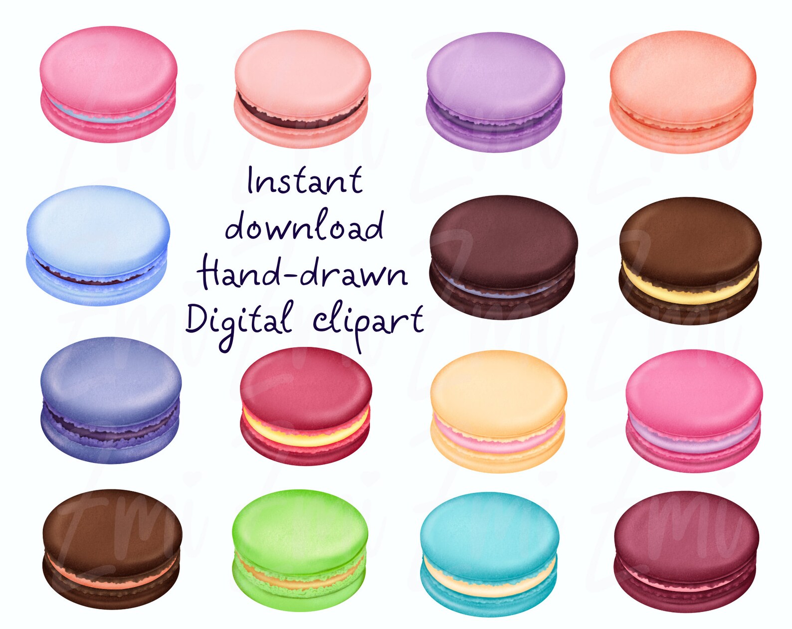 Macaroons PNG Clipart Set, Macaroon Cookies, Pastry Png, Bakery Digital ...