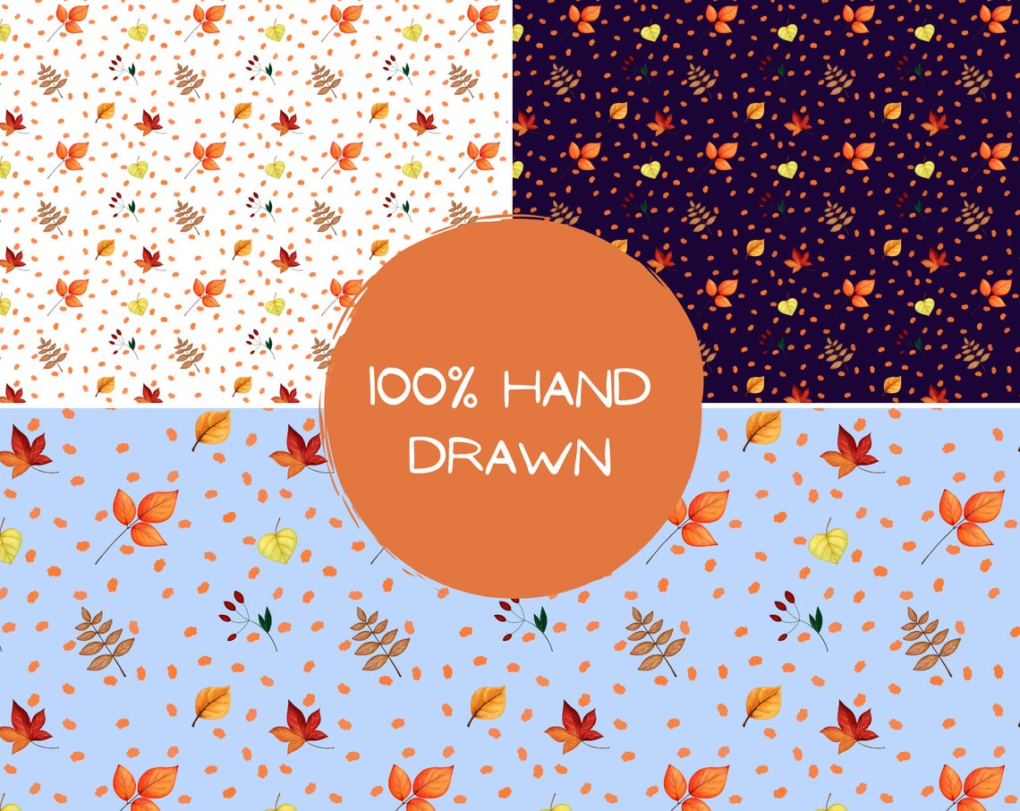 Fall Digital Paper Autumn Background Fall Seamless Pattern - Etsy