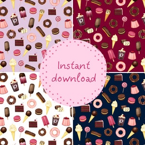 Ice Cream Digital Paper, Sweet Digital Paper, Sweet Background Instant ...
