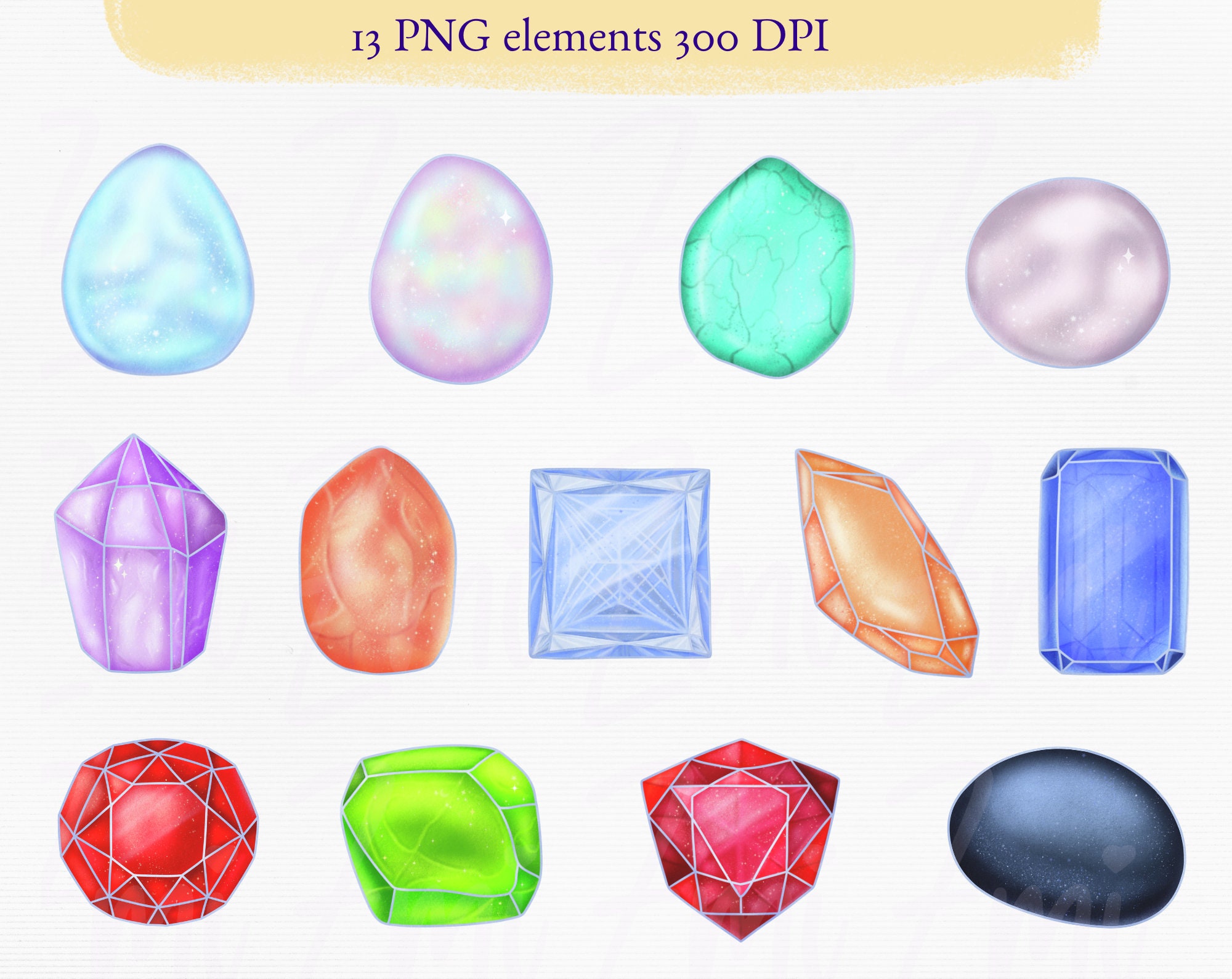 Gemstones PNG Bundle | Crystals Clipart | Printable Stones Clip Art ...