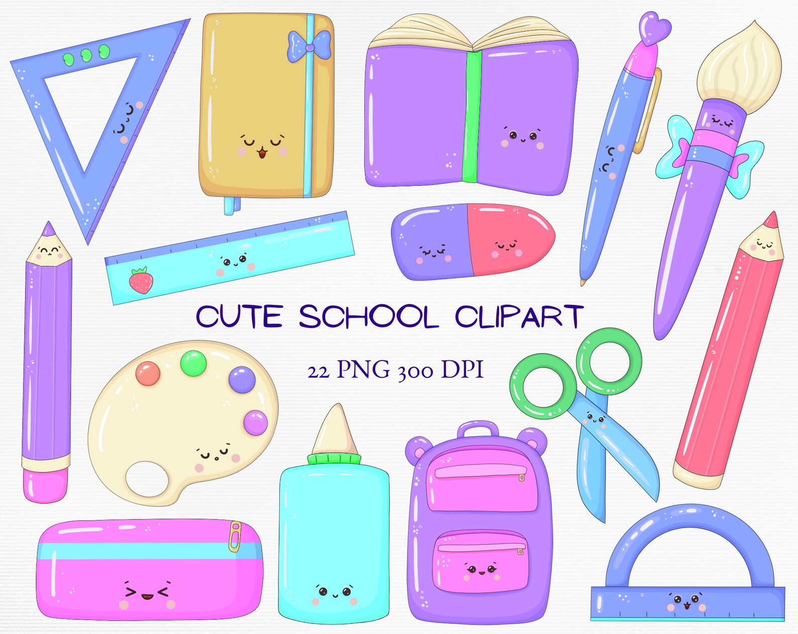 Cute School Clipart, Kawaii Classroom PNG, Printable Teacher Clip Art ...