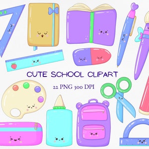 Cute School Clipart, Kawaii Classroom PNG, Printable Teacher Clip Art ...