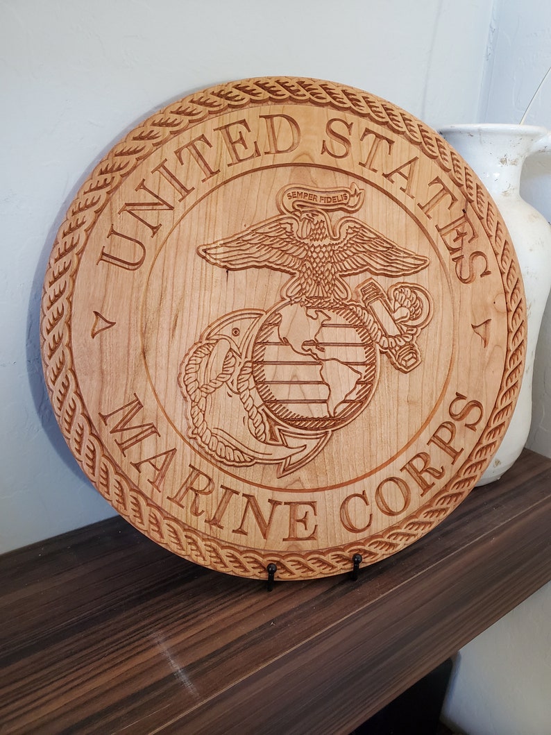 U.S. Marine Corps EGA Wood Carved Plaque, Veteran Wall Art , Marines ...